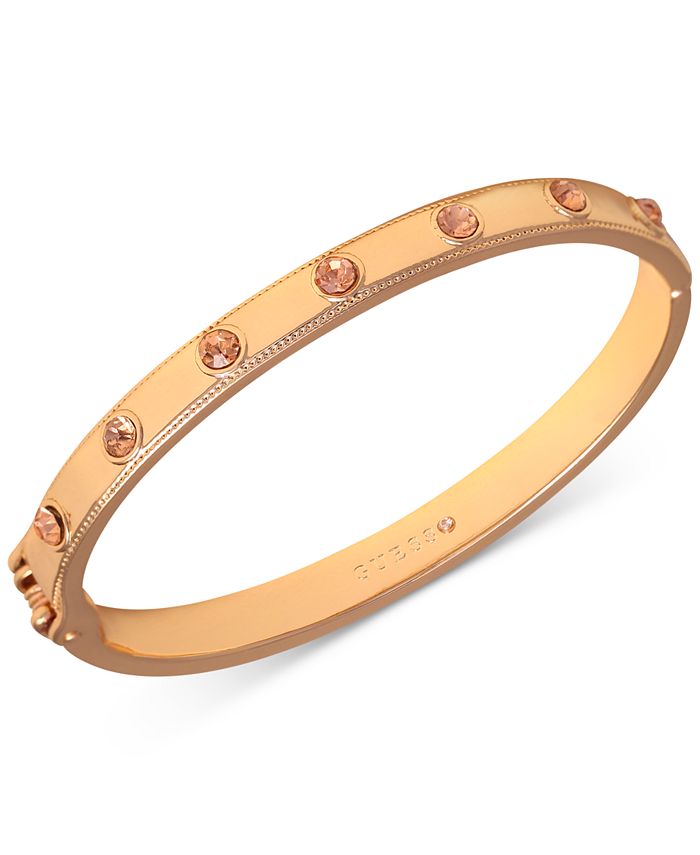 GUESS Gold-Tone Crystal Studded Bangle Bracelet - Macy's