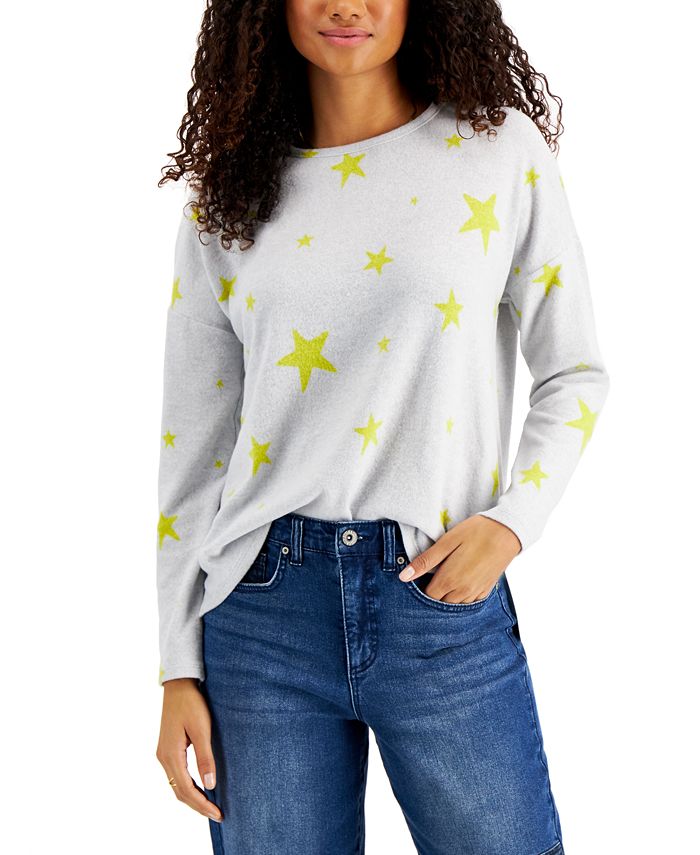 Style & Co Star-Print Sweater, Created for Macy's - Macy's