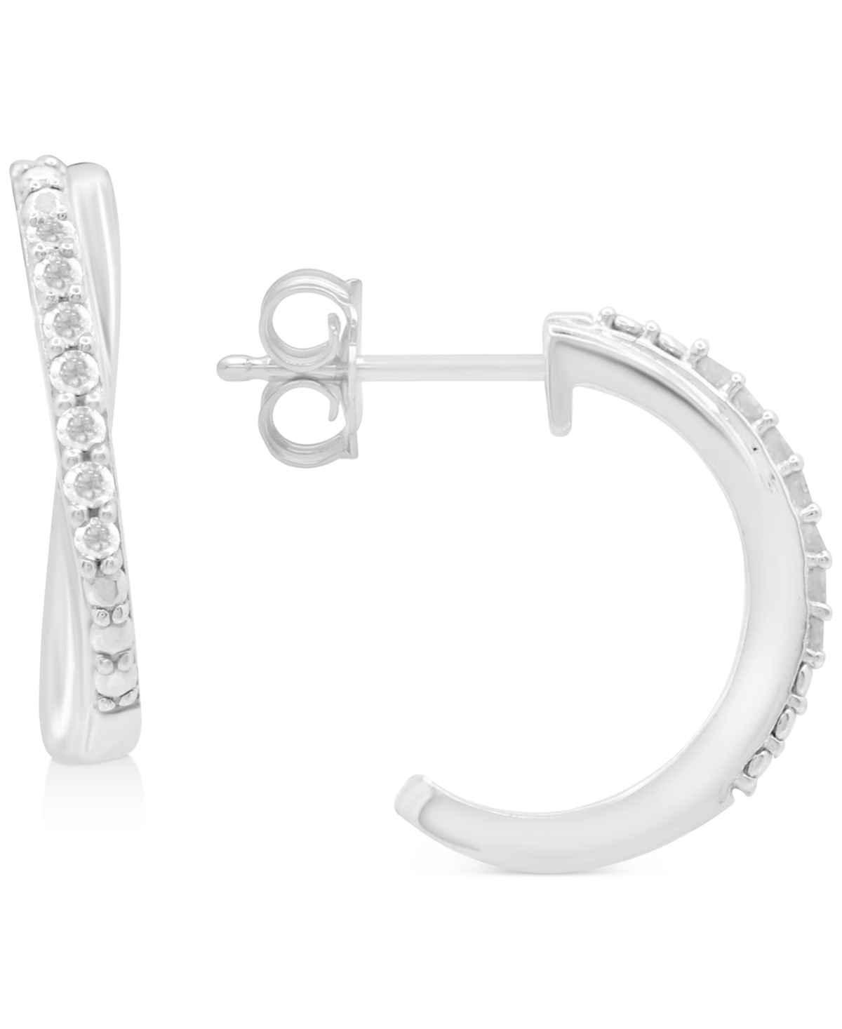 Click here for Diamond Crossover Hoop Earrings (1/10 ct. t.w.) in... prices