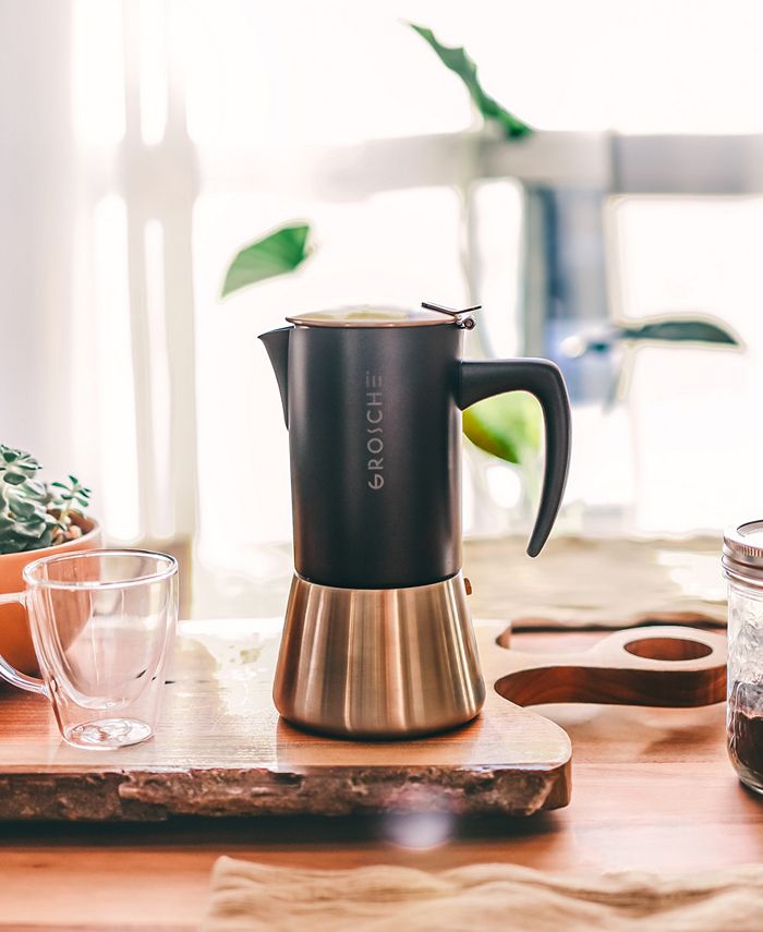 GROSCHE Milano Steel Stainless Steel Stovetop Espresso Maker Moka Pot 6 ...
