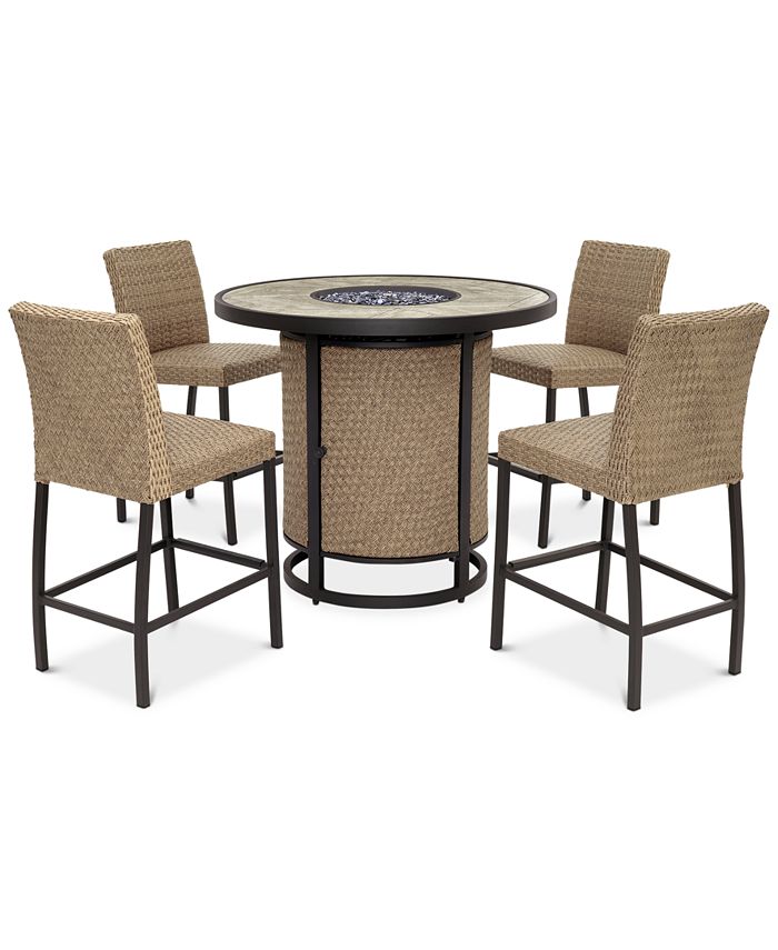 Agio CLOSEOUT! Ellery Outdoor 5-Pc. Chat Set (1 Fire Pit & 4 Stools ...