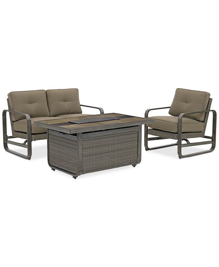 Agio CLOSEOUT! Ellsworth Outdoor 3-Pc. Chat Set (1 Fire Pit, 1 Loveseat ...