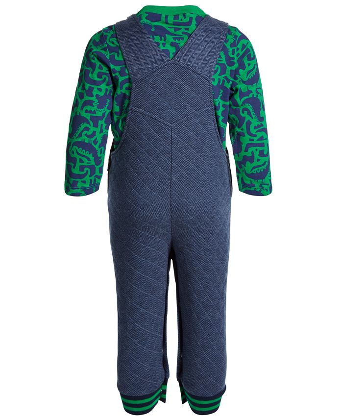 First Impressions Baby Boys 2-Pc. Dino-Print T-Shirt & Quilted Overalls Set, Created for Macy's ...