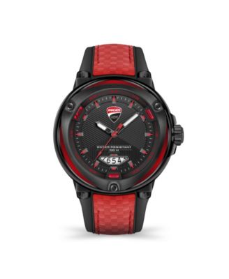 Ducati Corse Men's Partenza Black and Red Silicone Strap Watch 49mm ...