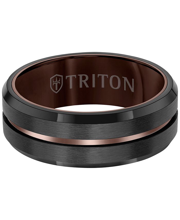 Triton Men's Brush Finished Center Line Band in Black Tungsten Carbide ...