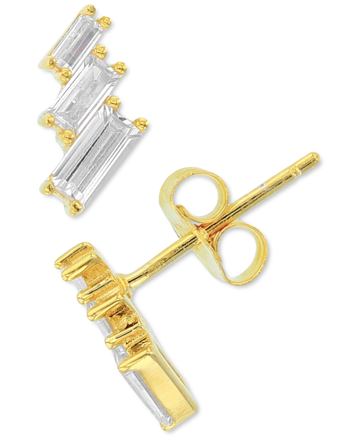 Click here for Cubic Zirconia Baguette Stud Earrings in 14k Gold-... prices