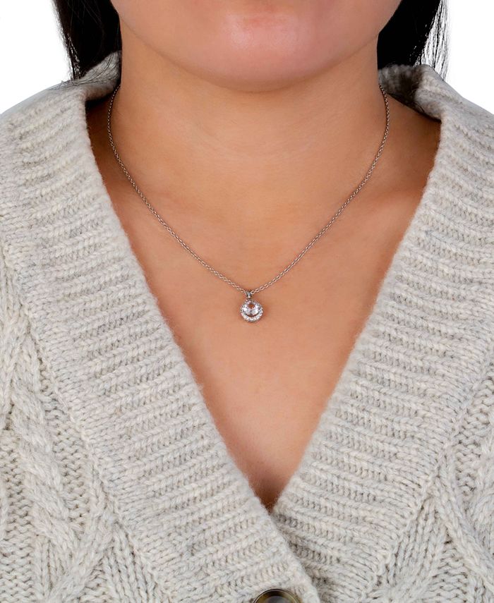 Giani Bernini Crystal and Cubic Zirconia Halo 18" Pendant Necklace in ...