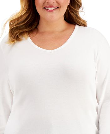 Karen Scott Plus Size 3/4-Sleeve V-Neck Top, Created for Macy's ...