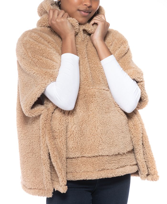 Jenni Hooded Sherpa Pocket Poncho, Created for Macy's & Reviews ...