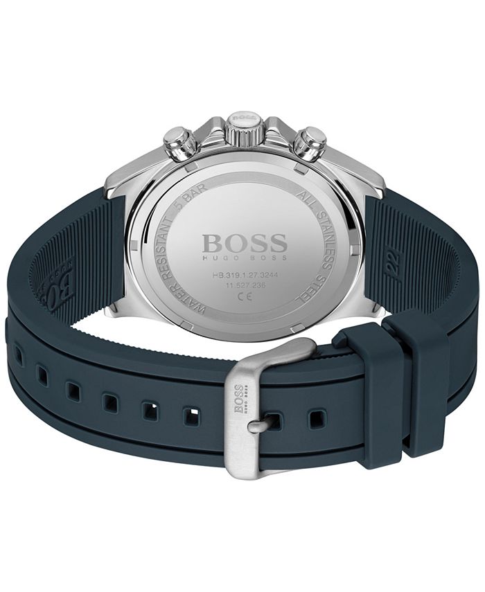 BOSS Men's Chronograph Hero Blue Silicone Strap Watch 43mm - Macy's