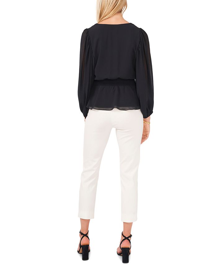 MSK Smocked-Waist Chiffon Blouse - Macy's