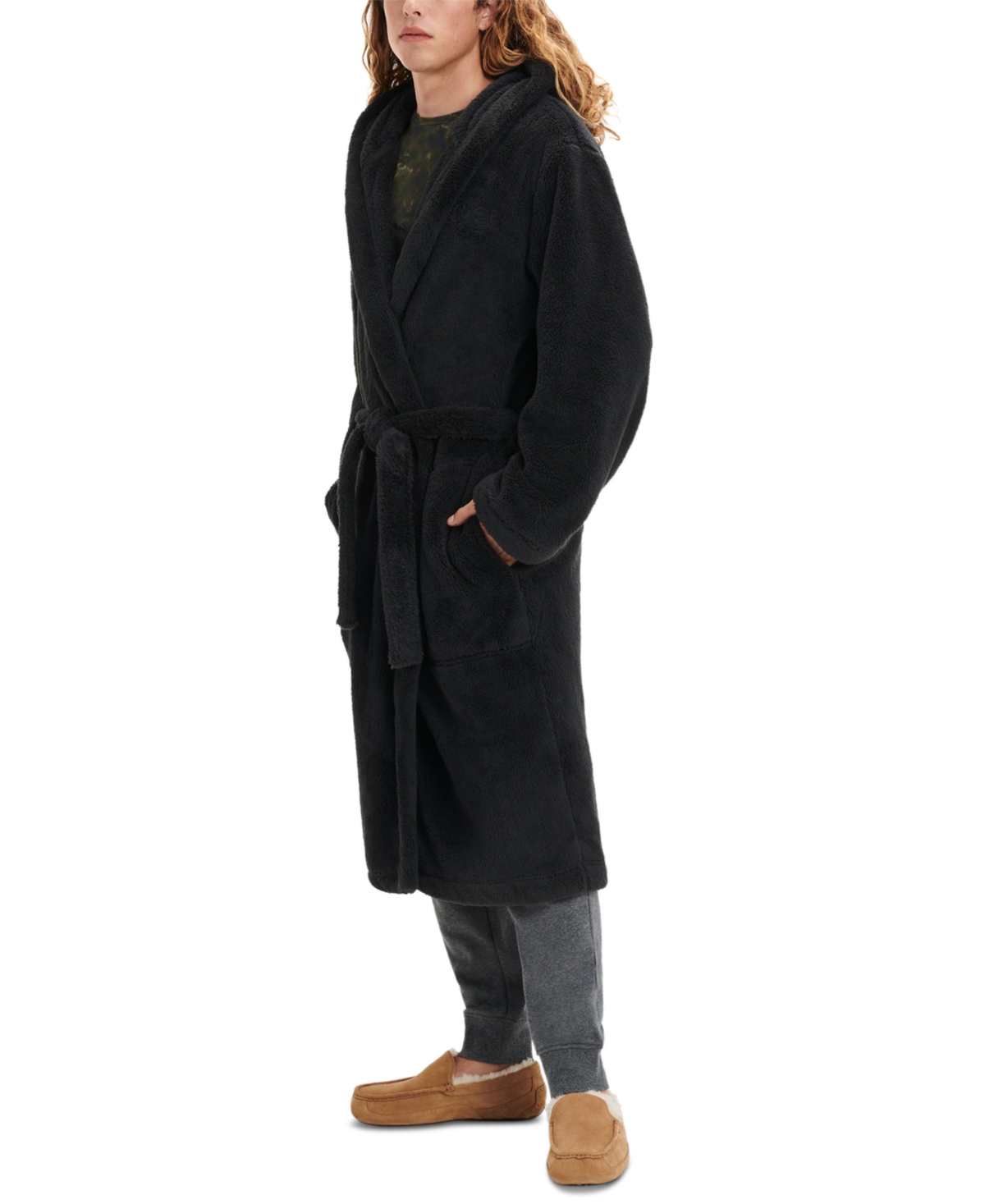 Click here for Ugg Mens Fleece Hooded Robe - Ink Black prices