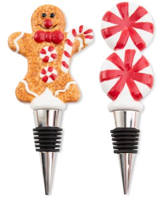 Thirstystone Gingerbread Man & Stacked Peppermint Candies Figural Wine ...