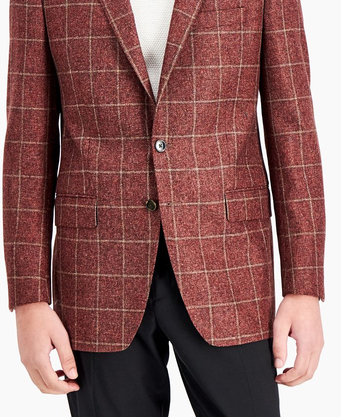 Bruno Piatelli Men's Rust Windowpane Sport Coat - Macy's