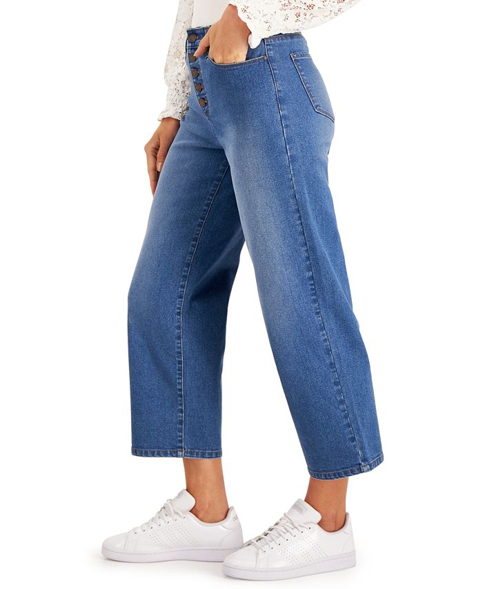 Charter Club Wide-Leg Button-Fly Jeans, Created for Macy's - Macy's