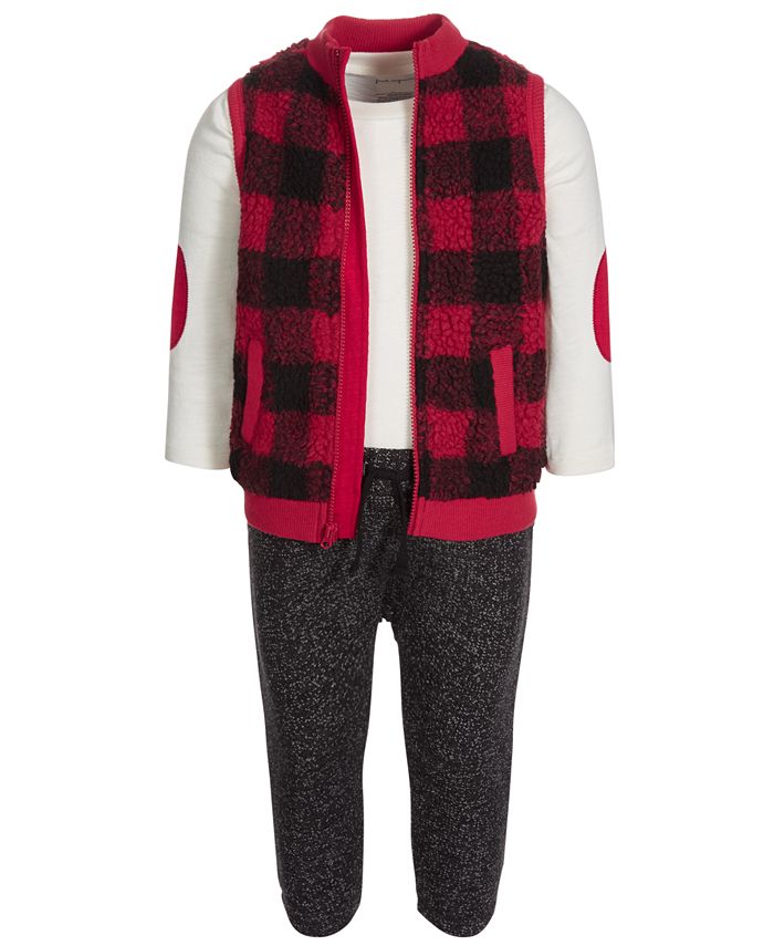 First Impressions Baby Boys Buffalo Check Vest, Shirt and Pants, 3 ...