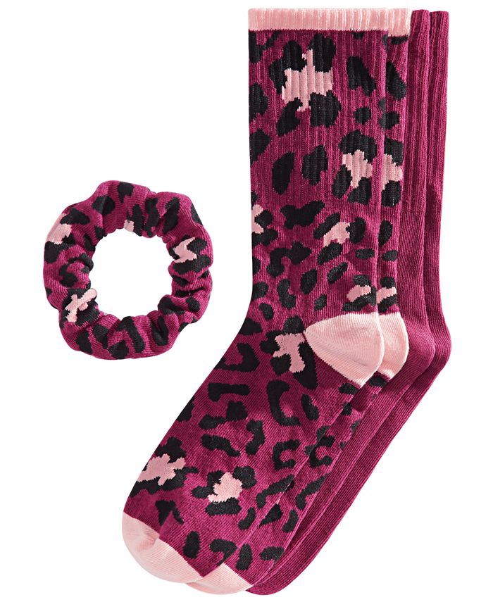 Jenni 2 Pair Crew Socks & Scrunchie Set, Created for Macy's - Macy's