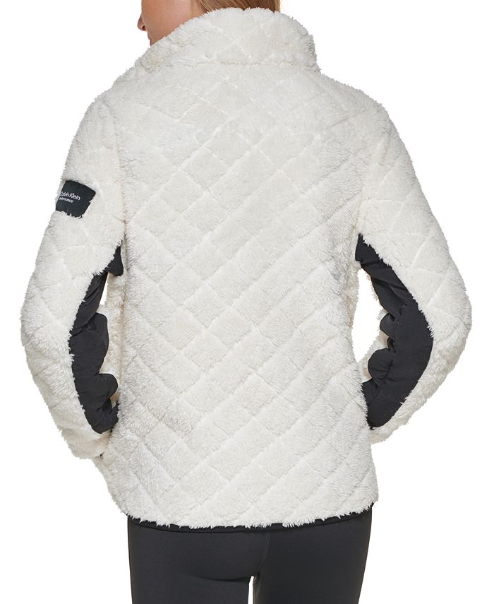 Calvin Klein Women's Diamond-Pattern Fleece Jacket & Reviews - Jackets ...