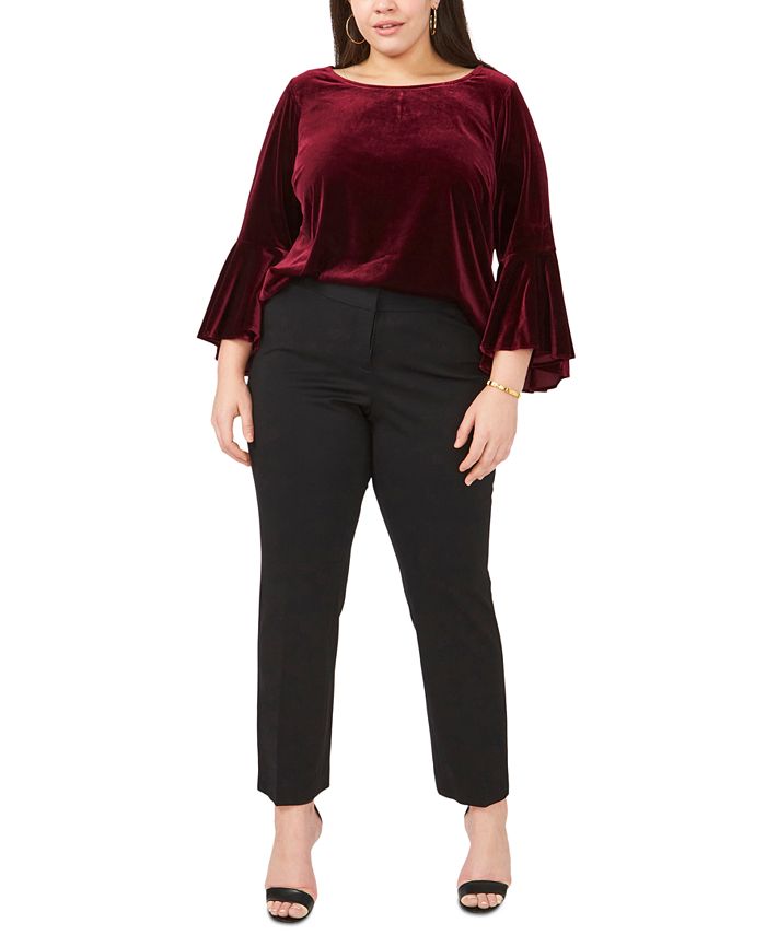 MSK Plus Size Velvet Bell-Sleeve Top - Macy's