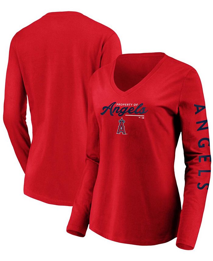 Fanatics Women's Red Los Angeles Angels Core High Class Long Sleeve V ...