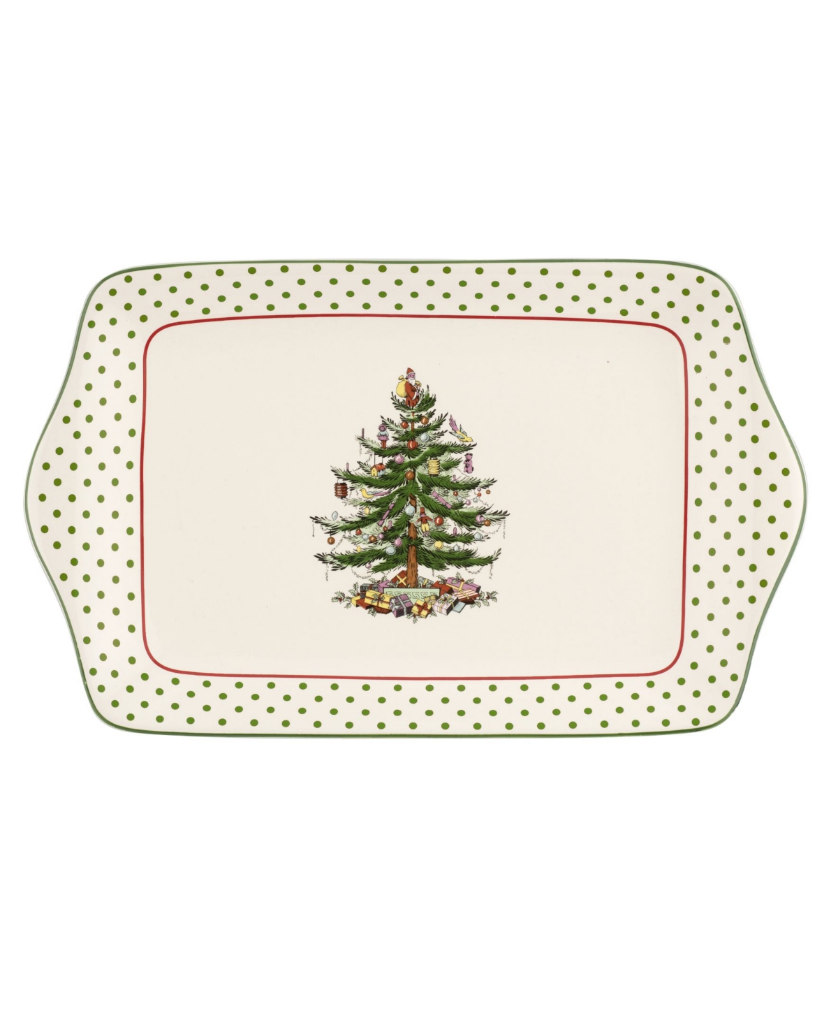 Click here for Christmas Tree Polka Dot Dessert Tray - White Mult... prices