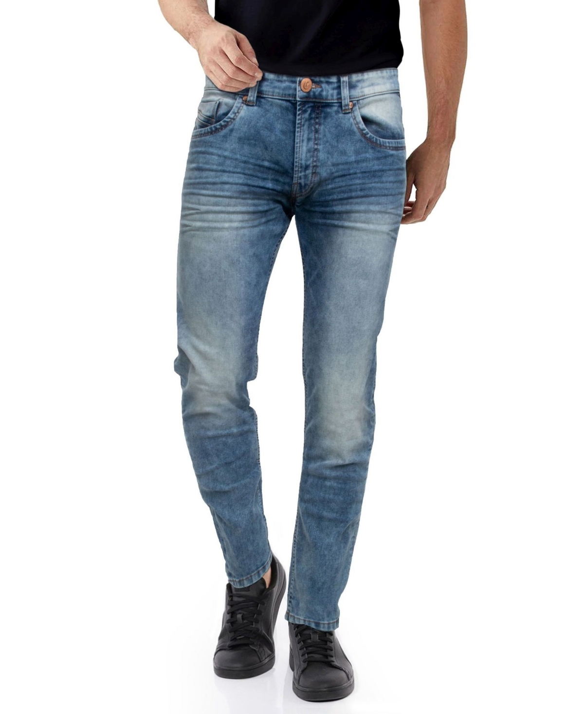 Click here for Mens Stretch 5 Pocket Skinny Jeans - Light Blue prices