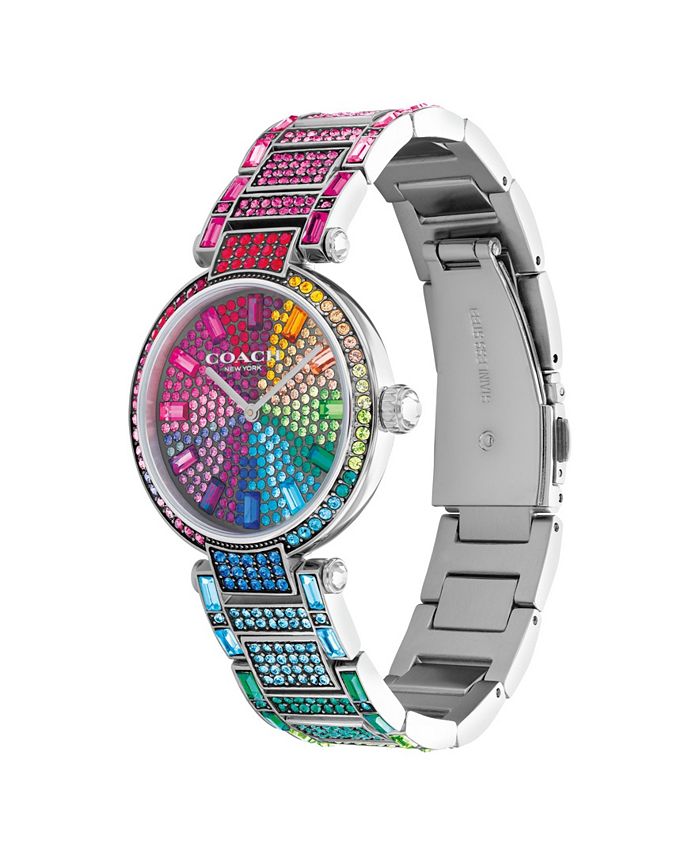 COACH Women's Cary Rainbow Crystals Stainless Steel Bracelet Watch 34mm ...