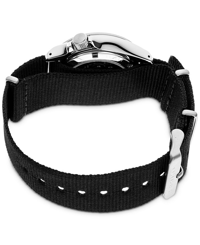 Seiko Men's Automatic 5 Sports Black Nylon Strap Watch 43mm - Macy's