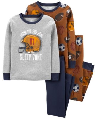 Little Boys Football Snug Fit Cotton Pajama, 4 Piece Set - Macy's