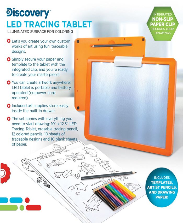 Discovery Kids LED Illuminated Tracing Tablet, 34 Piece Set with Tools ...