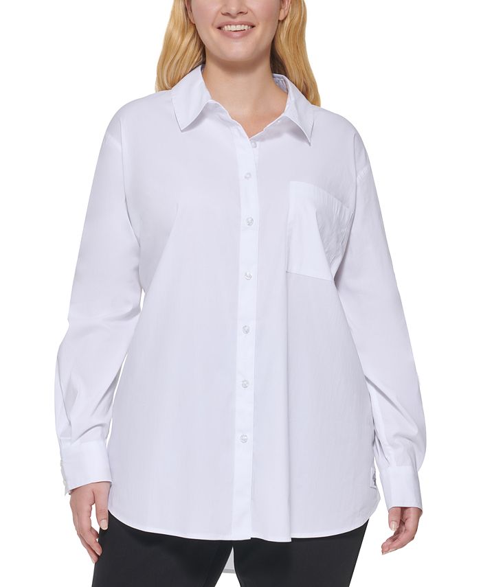Calvin Klein Jeans Trendy Plus Size Button-Up Shirt - Macy's