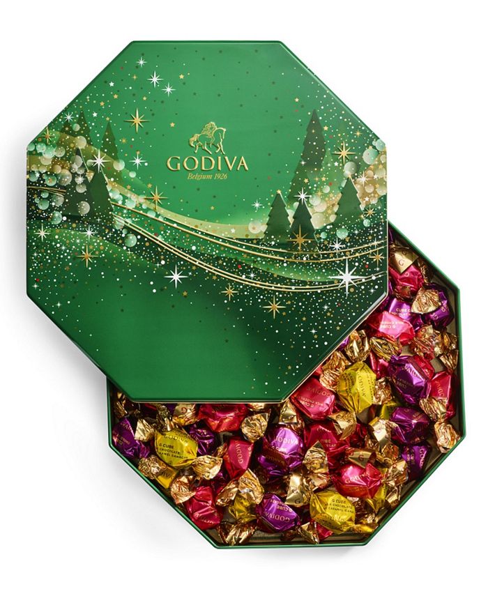 Godiva Assorted Chocolate 36 Piece Gold-Tone Gift Box Holiday Ribbon ...