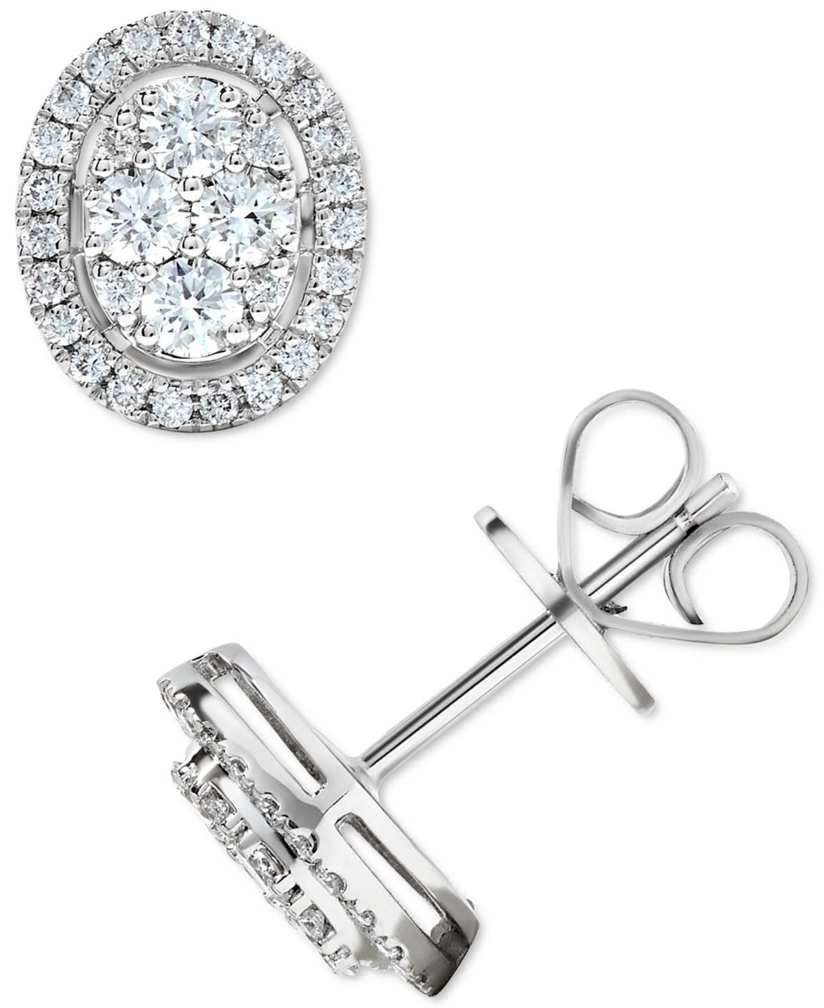 Click here for Diamond Oval Halo Cluster Stud Earrings (5/8 ct. t... prices