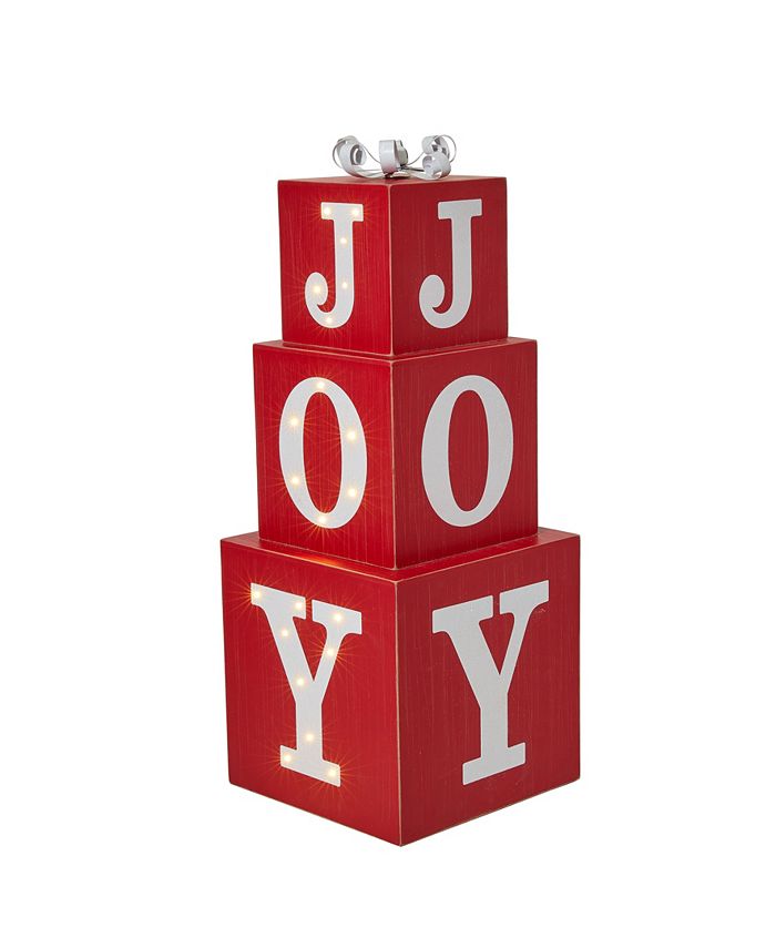 Glitzhome Lighted Wooden Block Joy Porch Sign, 32" - Macy's