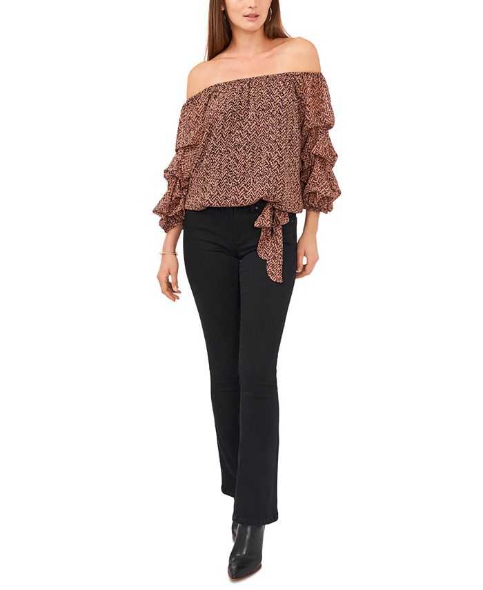 Vince Camuto Printed Off The Shoulder Balloon Sleeve Top Macys