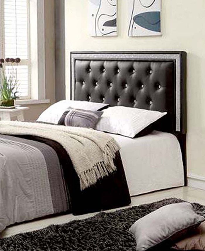 Best Master Furniture Maria Faux Leather Upholstered Headboard Tufted ...