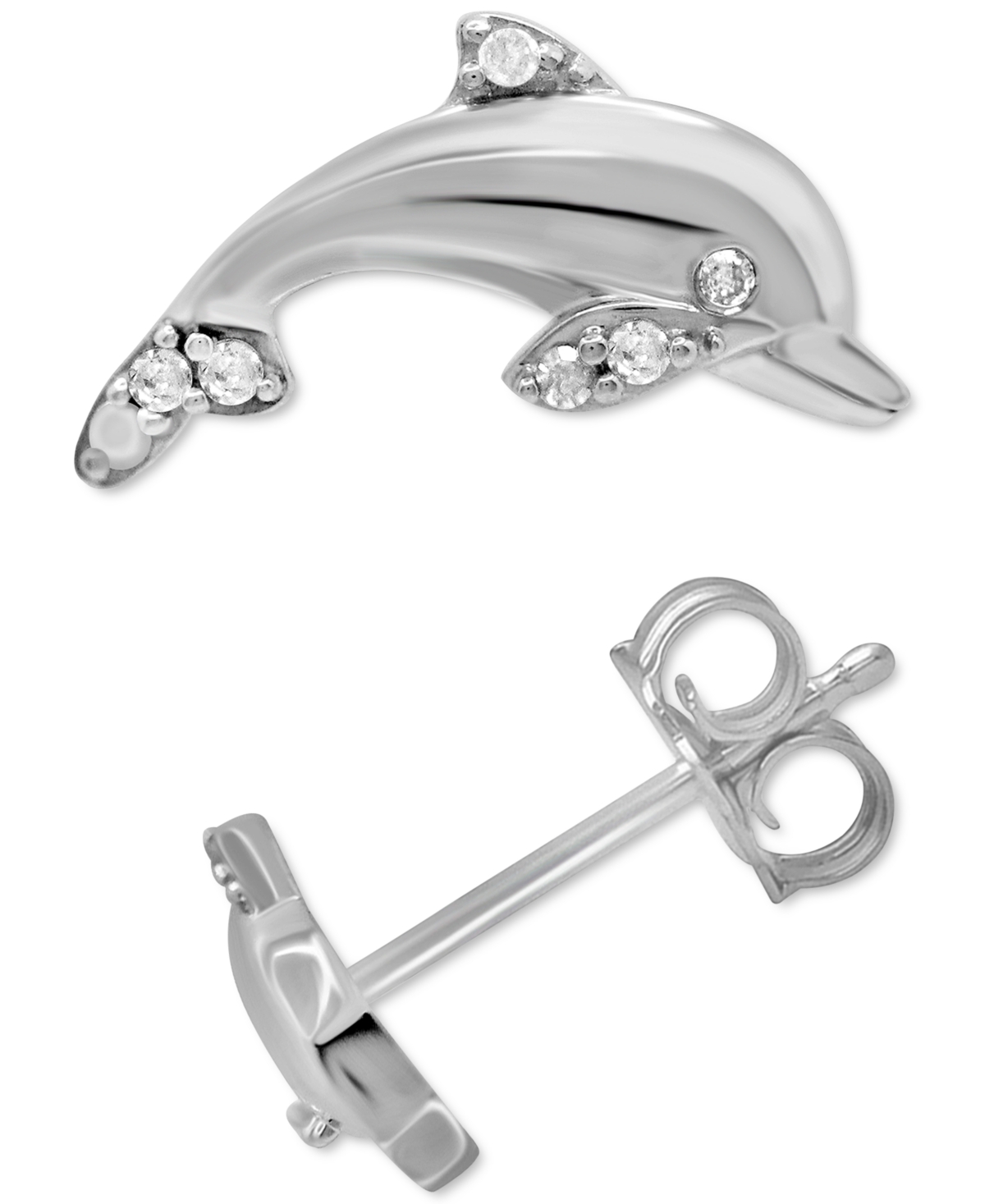 Click here for Diamond Dolphin Stud Earrings (1/10 ct. t.w.) in S... prices