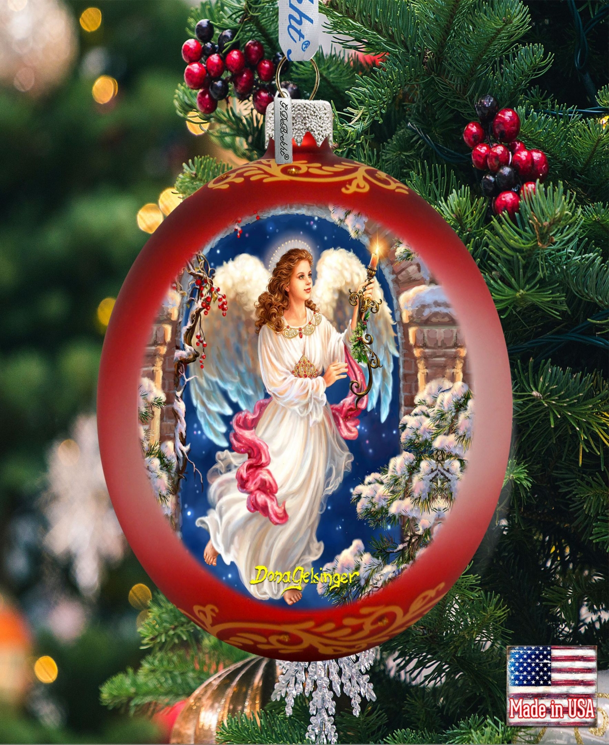 Click here for G.DeBrekht Angel In The Arch Glass Ornament - Mult... prices