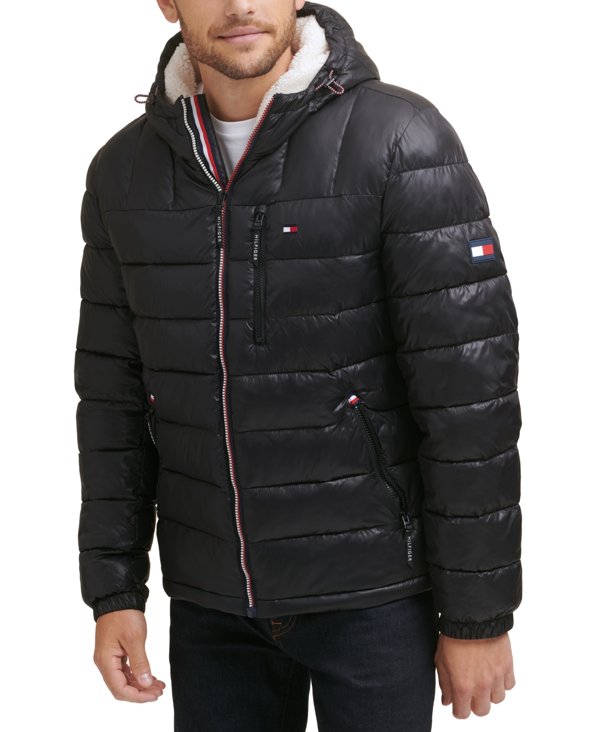 Click here for Tommy Hilfiger Mens Sherpa Lined Hooded Quilted Pu... prices