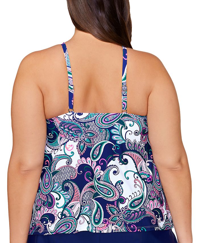 Island Escape Plus Size Cali High-Neck Underwire Tankini Top, Created ...