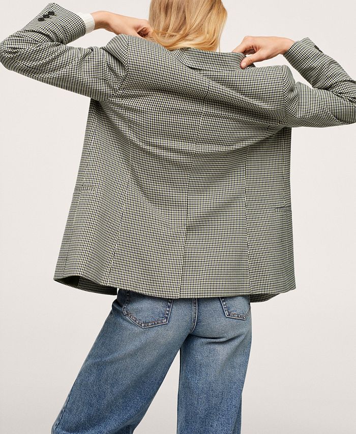 MANGO Women's Check Suit Blazer - Macy's