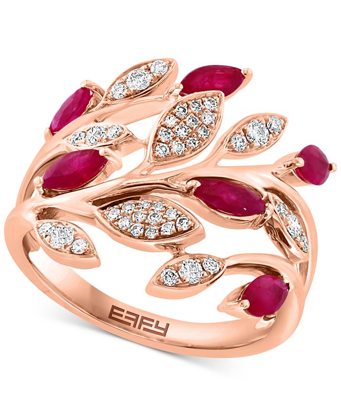 EFFY Collection EFFY® Ruby (7/8 ct. t.w.) & Diamond (1/4 ct. t.w.) Vine ...