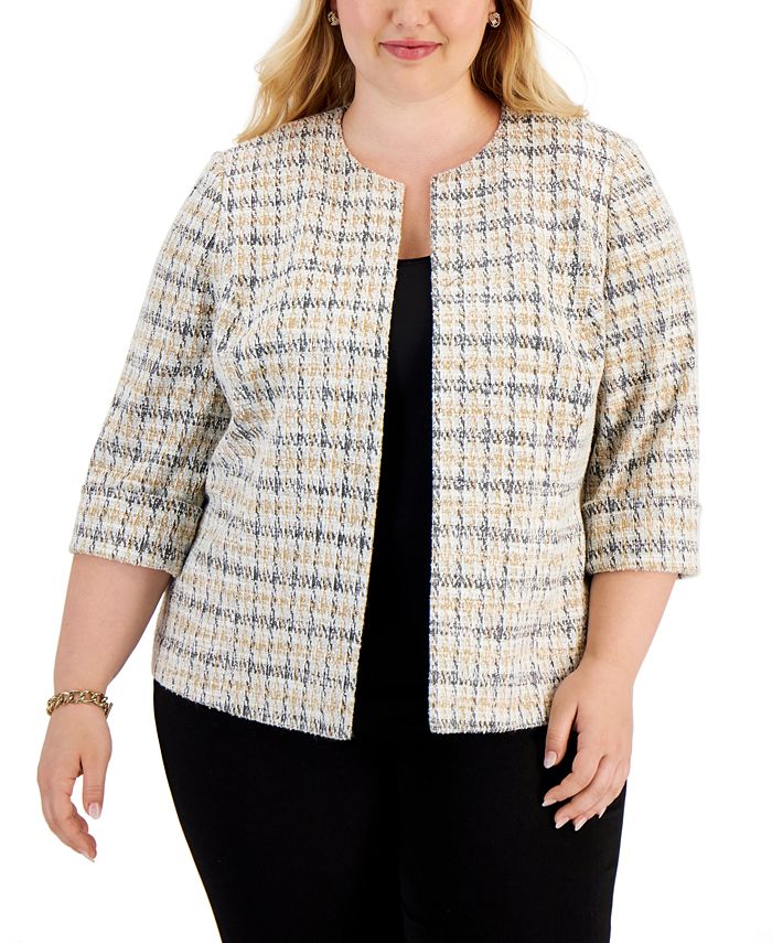 Kasper Plus Size Plaid Open-Front Blazer - Macy's
