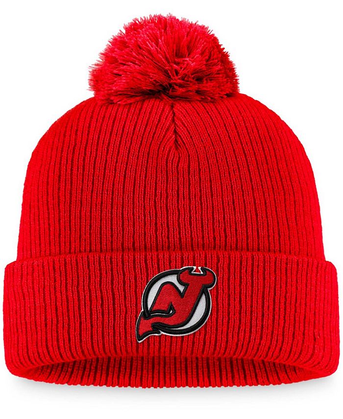Fanatics Men's Red New Jersey Devils Core Primary Logo Cuffed Knit Hat ...