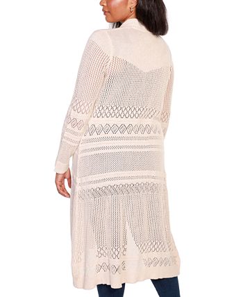 Belldini Plus Size Pointelle-Stitch Duster Cardigan - Macy's