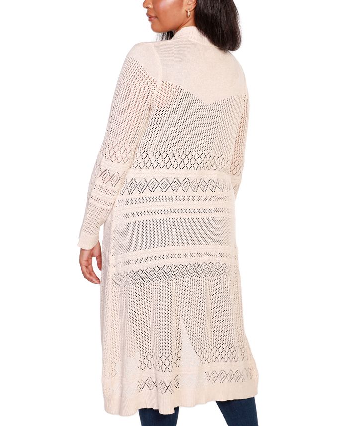 Belldini Plus Size Pointelle-Stitch Duster Cardigan - Macy's