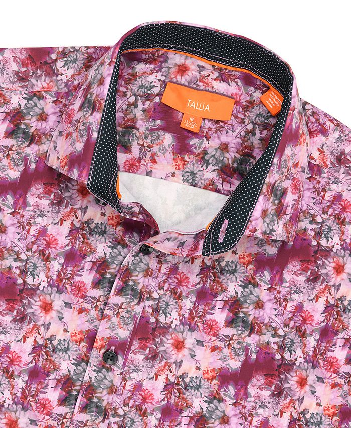 Tallia Mens Slim Fit Non Iron Performance Stretch Floral Print Dress