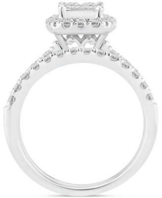 Macy's Diamond Princess Quad Halo Cluster Bridal Set (1 ct. t.w.) in ...