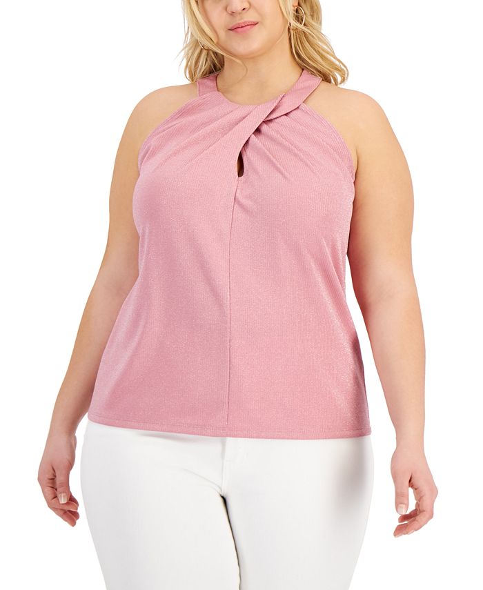 INC International Concepts Plus Size Shimmering Halter Top, Created for ...
