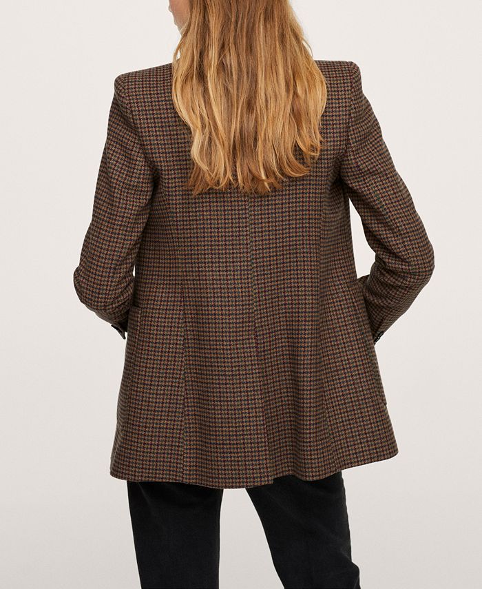 MANGO Women's Check Wool Suit Blazer - Macy's